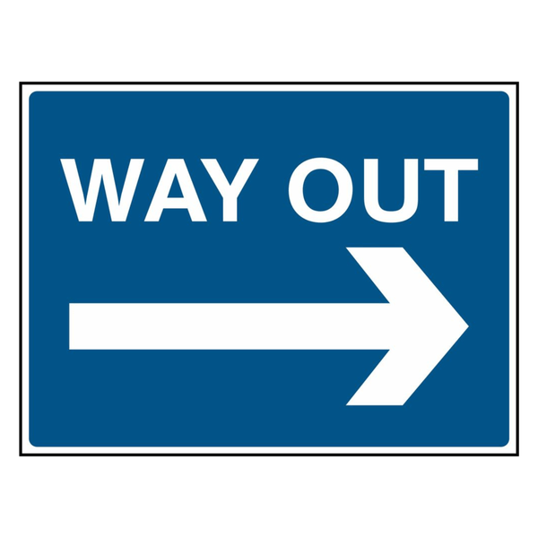 Blue Right Way Out Arrow Sign - The Safety Sign Depot