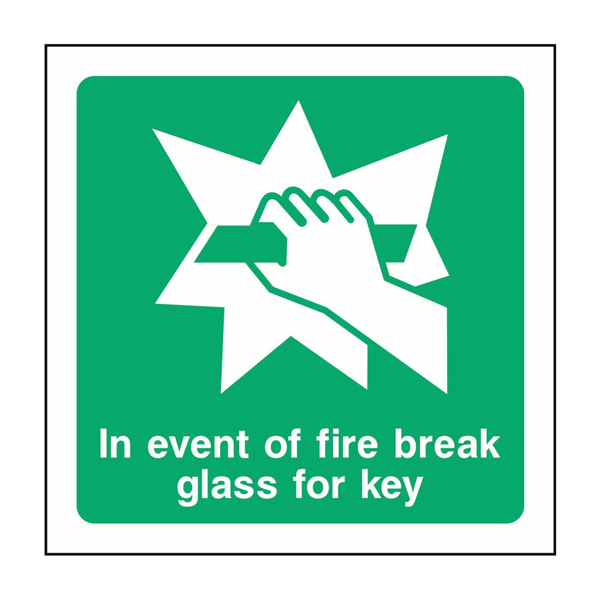 Break Glass for Key Sign - The Safety Sign Depot