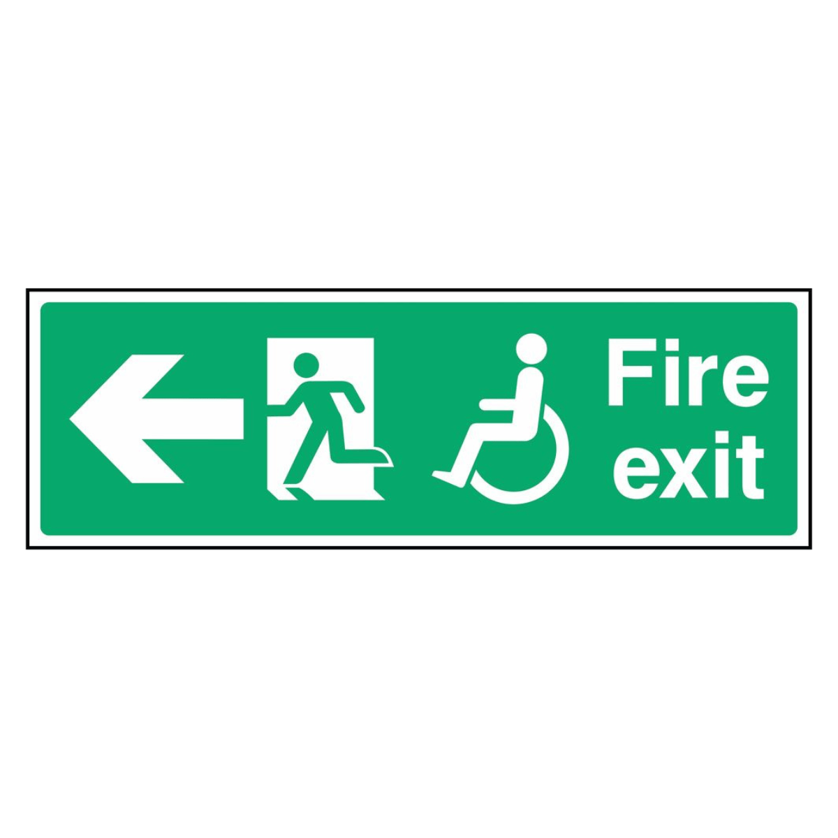 Wheelchair Fire Exit Left Arrow Sign - The Safety Sign Depot