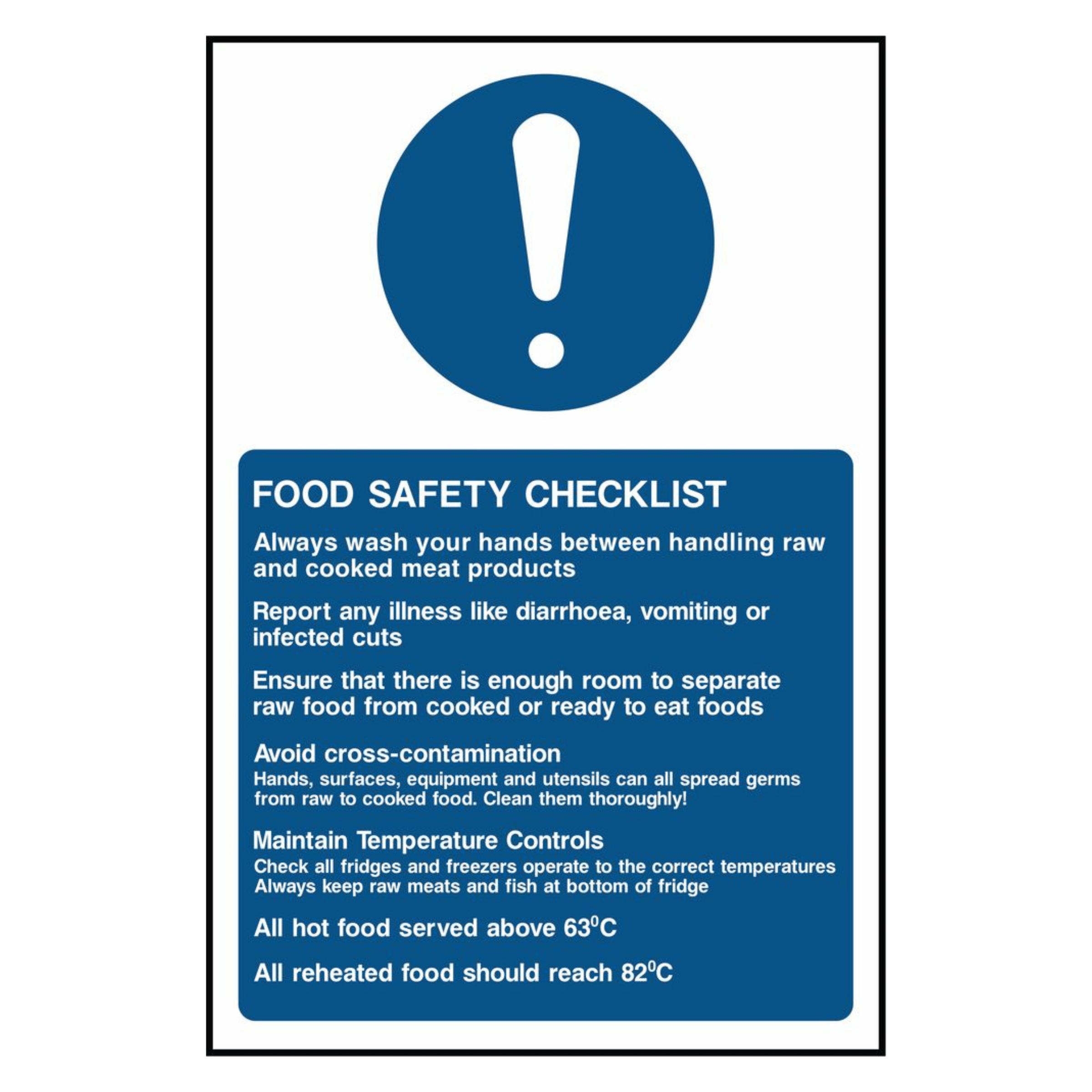 Food Safety Checklift Sign - The Safety Sign Depot