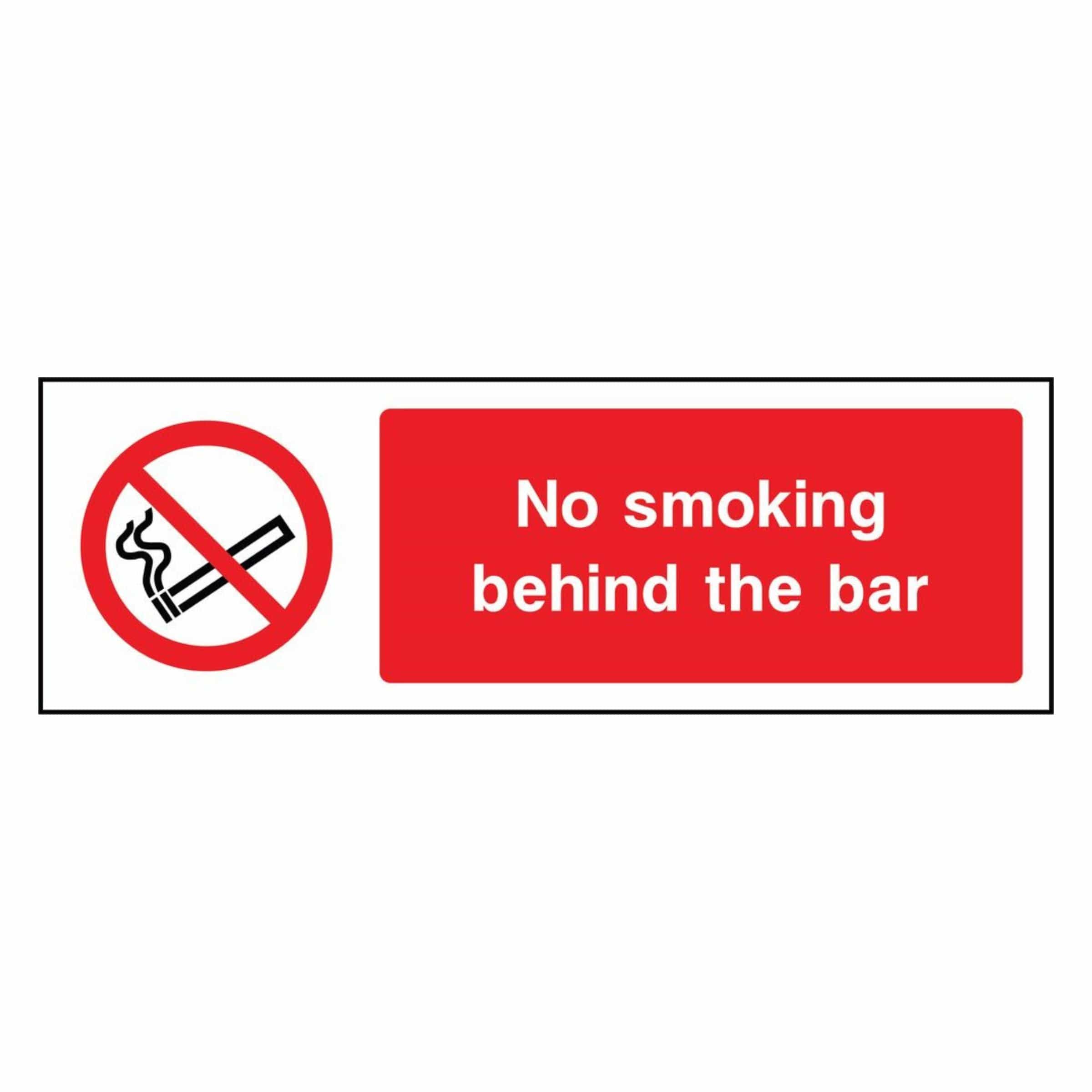 No Smoking Behind The Bar Sign - The Safety Sign Depot