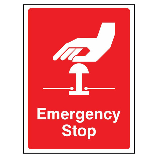 Red Emergency Stop Button Sign - The Safety Sign Depot
