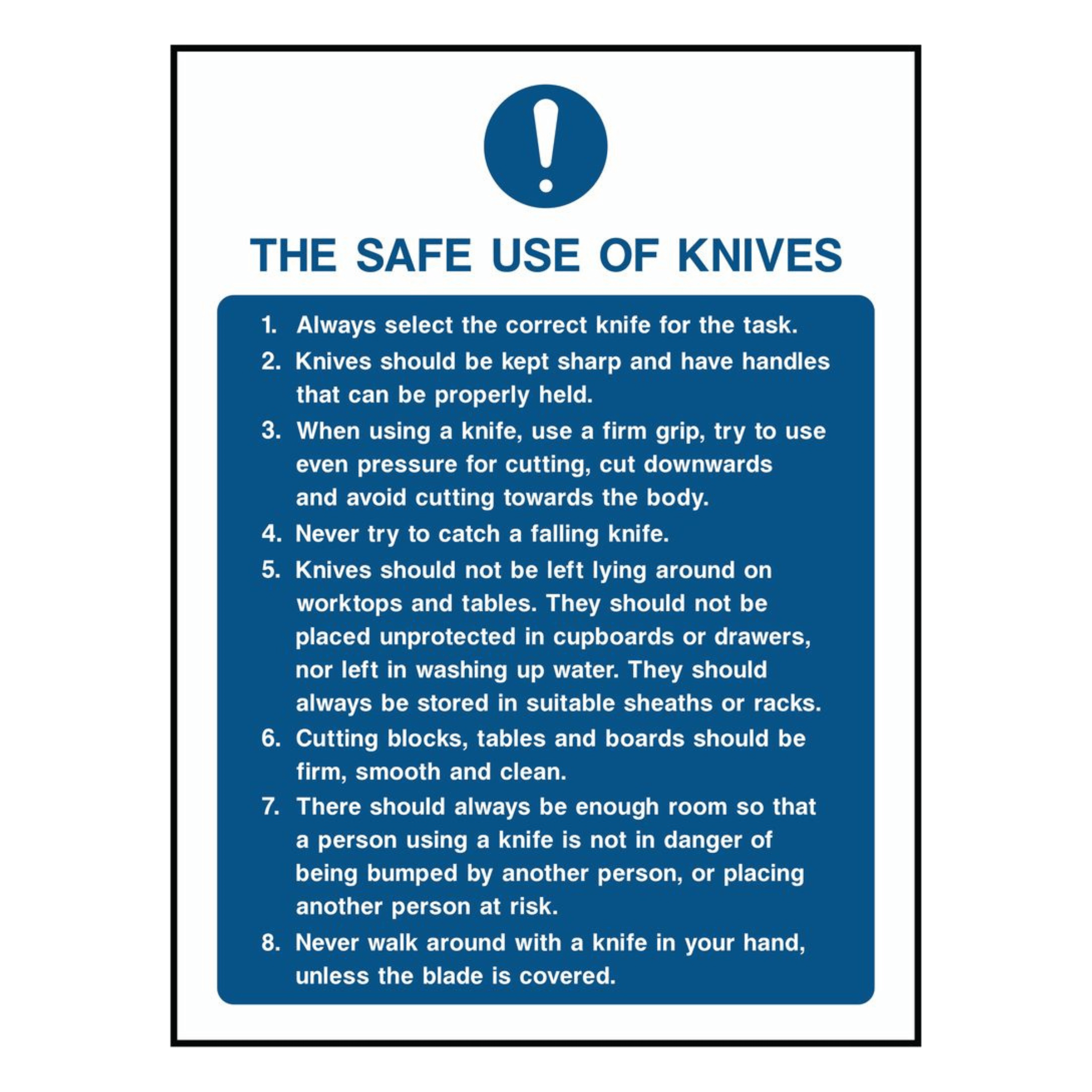 The Safe Use of Knives Sign - The Safety Sign Depot