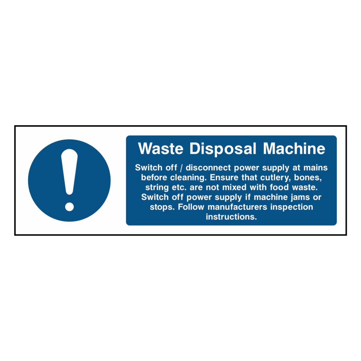 Waste Disposal Machine Safety Instruction Sign - The Safety Sign Depot